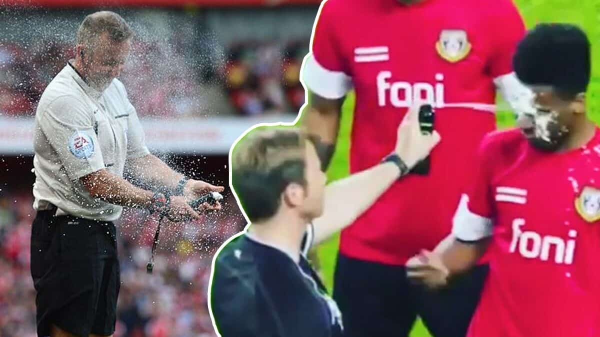 Watch funniest referee vanishing spray foam moments! - Fun Kids - the ...